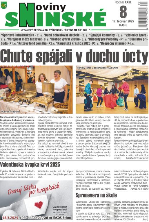 Sninské noviny - Oficiálna stránka mesta Snina